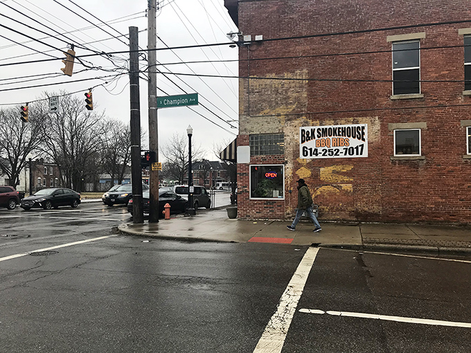 Rain or shine, B&K's brick storefront beckons hungry customers seeking smoky salvation on Main Street.