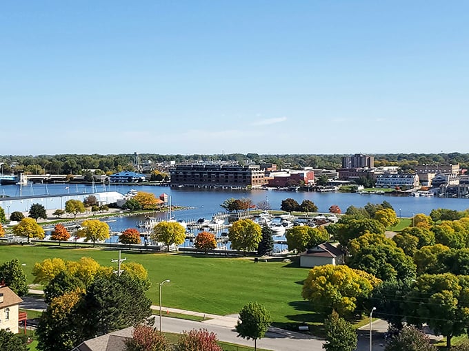 Autumn colors dance along the waterfront, creating nature's own Broadway spectacular.