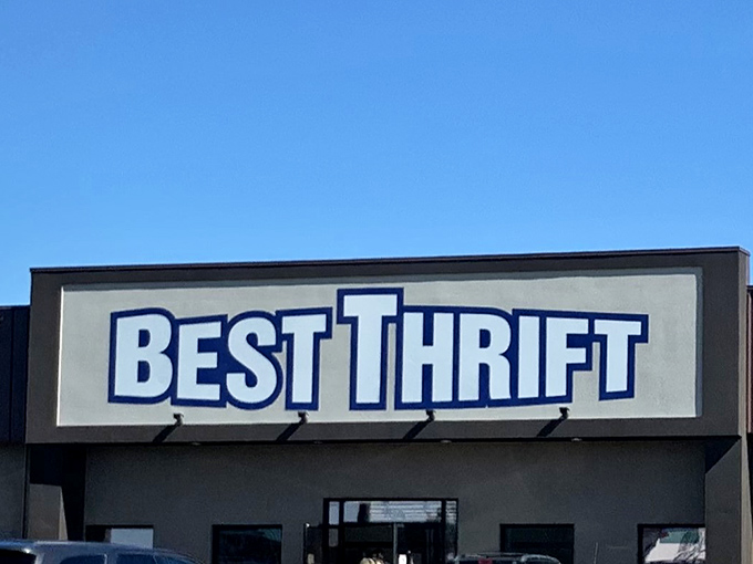 Those chunky blue-outlined letters aren't just a sign &ndash; they're a bold declaration that bargain hunting has never looked this good.