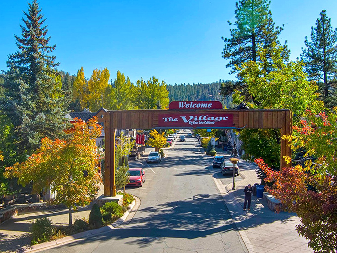 Spring brings a burst of color to Big Bear's main street, where parking spaces are as treasured as the mountain views.