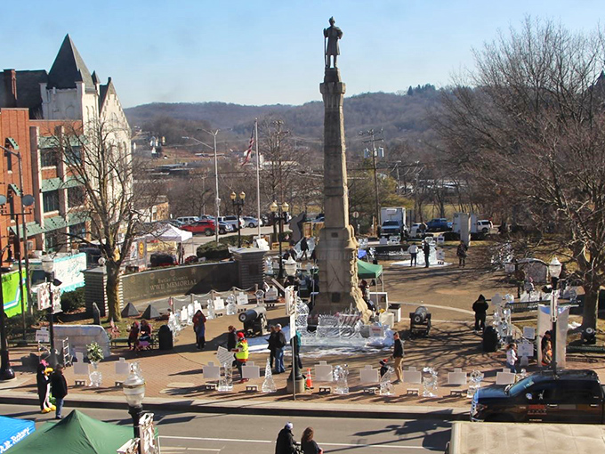 Winter's touch adds a serene beauty to Butler's downtown, where affordable living meets small-town charm in every season.