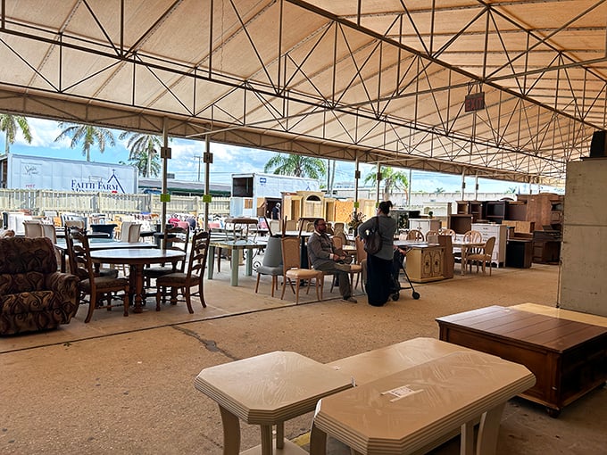 Under Faith Farm's massive canopy, yesterday's furniture awaits tomorrow's homes at prices that feel like stealing.