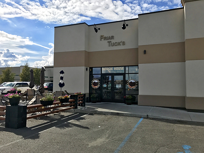 Clean lines, warm wood, and those welcoming umbrellas &ndash; Friar Tuck's looks like the perfect lunch sanctuary.