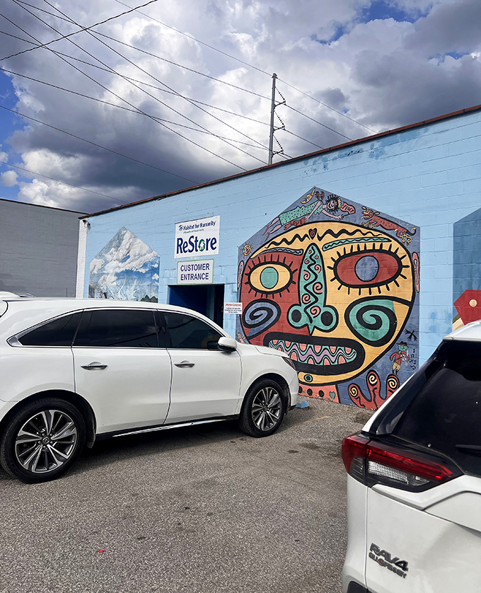 Colorful artwork adorns the Habitat ReStore in Charleston, making this thrift destination as visually exciting as the bargains inside.