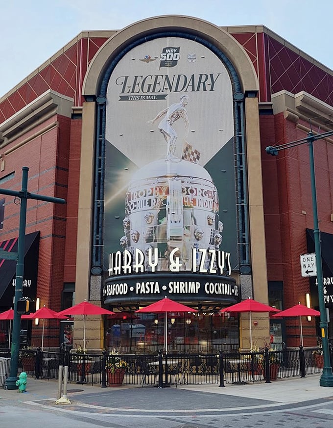 That impressive entrance welcomes diners into a lively space where premium beef takes center stage every single service.