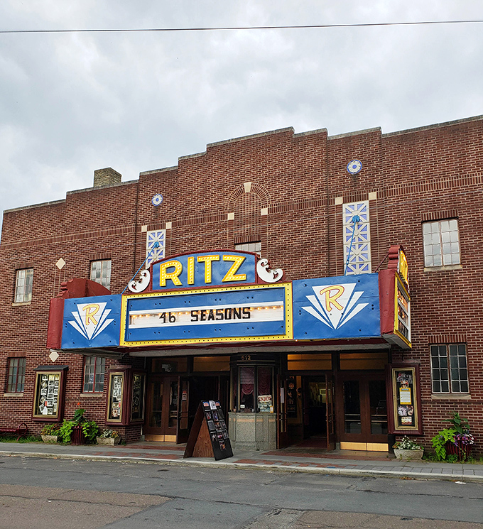 The Ritz Theater in Hawley promises entertainment the old-fashioned way, with its vintage marquee beckoning from blocks away.