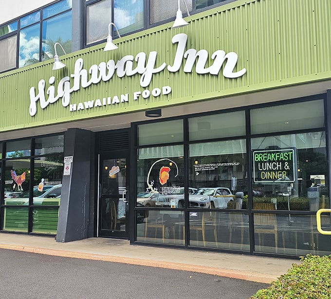 Clean lines and bright signage invite you in, but it's the authentic Hawaiian breakfast that will make you a regular.
