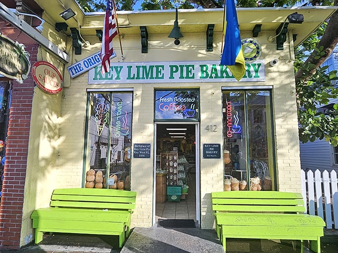 Those matching green benches aren't just for show&mdash;they're recovery zones for when the key lime perfection overwhelms you.