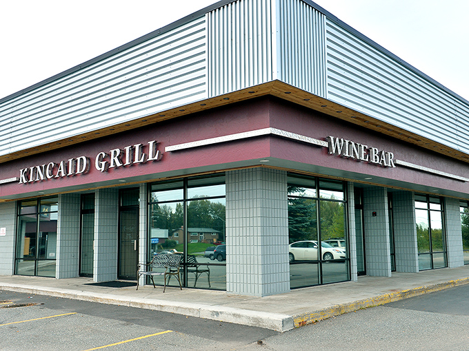 The wine bar corner promises sophisticated pairings with Alaska's ocean bounty. Unassuming outside, unforgettable inside!