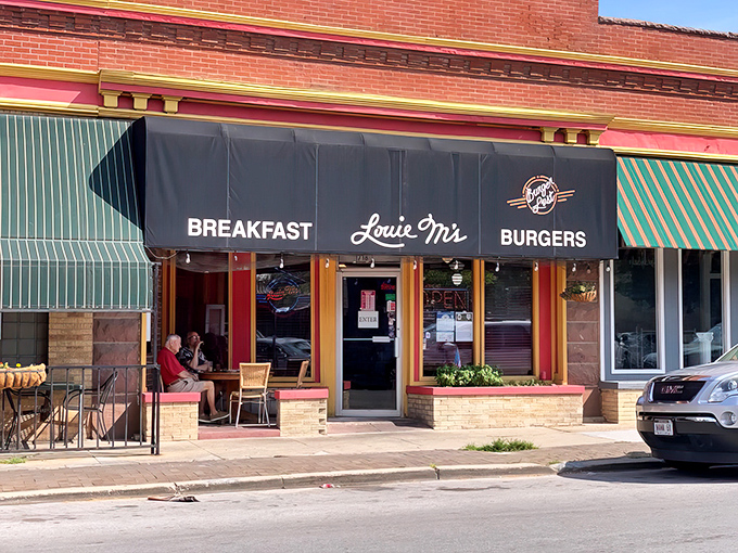 The understated elegance of Louie M's fa&ccedil;ade belies the flavor explosion waiting inside this breakfast-and-burger paradise.