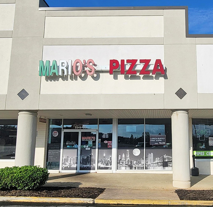 The NYC skyline in Mario's window isn't just decoration &ndash; it's a promise of authentic Big Apple flavor.