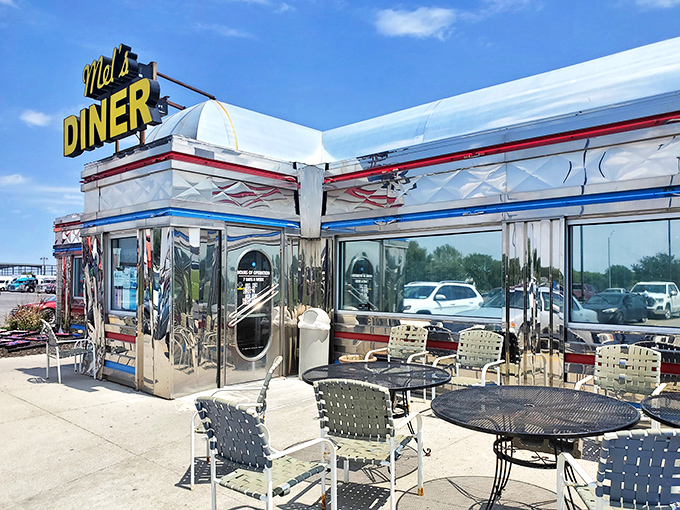 Step back in time at this retro chrome diner where breakfast is served with a side of 1950s nostalgia.