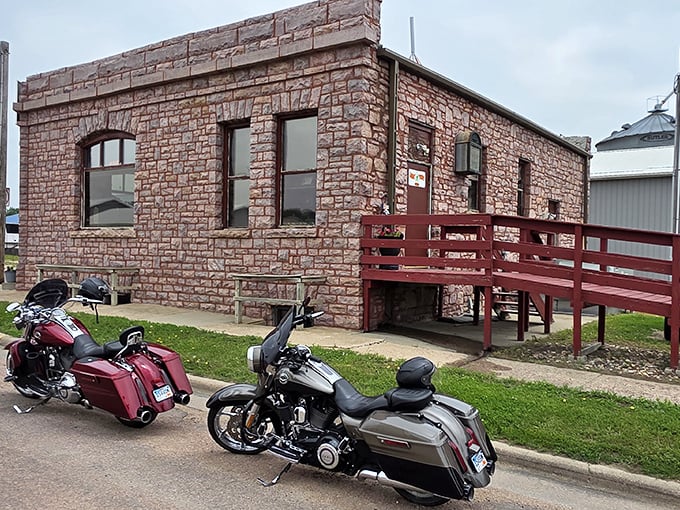 Small-town charm built from sturdy stone, My Place serves hearty breakfasts that could fuel a day of prairie work.