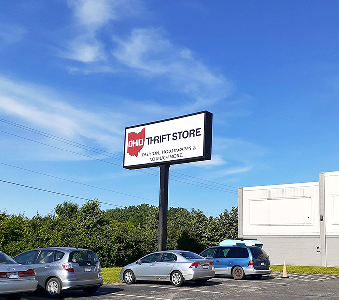 That simple sign promises complex adventures inside - where one person's castoffs become another's perfect find.