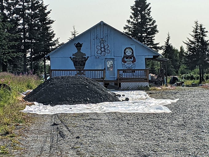 Where Russian tradition meets Alaskan hospitality in a tiny village. Those painted figures aren't just decoration&mdash;they're an invitation.