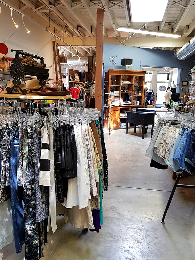 Rack after rack of fashion reincarnation! Second Chic's industrial-chic interior promises denim dreams and wooden beams supporting your sustainable style journey.