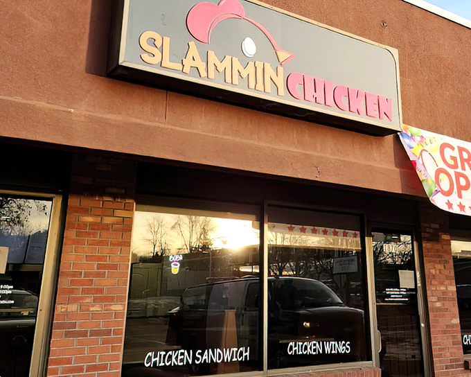 The sunset reflecting in those windows hints at the golden-brown treasures waiting inside. Chicken worth chasing the day for.