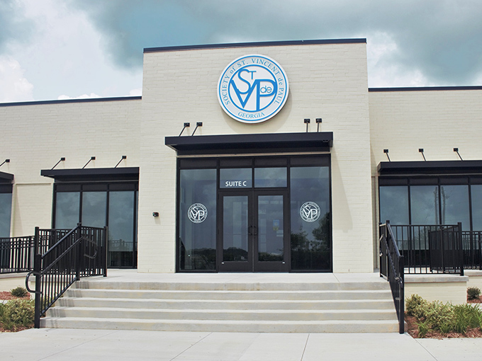 Suite C at this modern complex houses a mission-driven thrift store where compassion meets commerce under one roof.