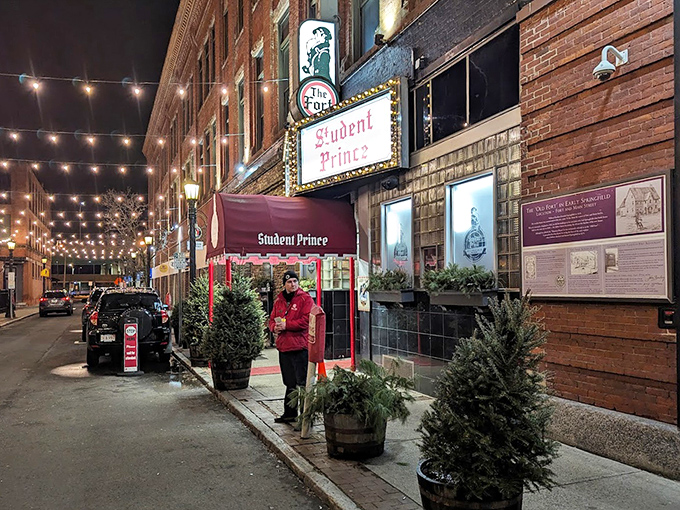 Twinkling lights and holiday greenery enhance The Student Prince's timeless charm. History never tasted so good!