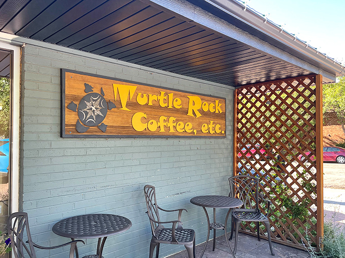 Those outdoor tables nestled among greenery offer a peaceful oasis for enjoying coffee that's roasted with more care than most people give their houseplants.