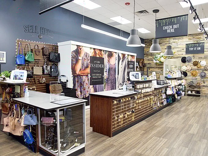 The checkout counter at Uptown Cheapskate Langhorne—where wallet-friendly fashion finds get their final nod of approval.