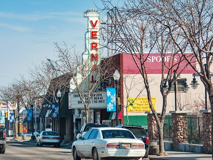 The iconic Vernal Theater marquee stands as a colorful beacon on Main Street. Some things in this dinosaur town refuse to go extinct.