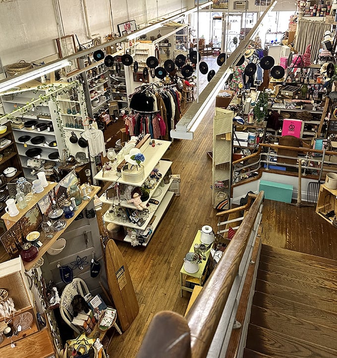 Old trinkets, machines, and wooden cabinets - because decorating with things from Amazon just doesn't have the same story.