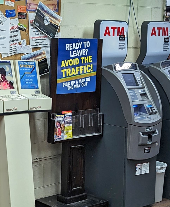 Even treasure hunting requires modern conveniences—ATMs standing by for when you find that perfect something you didn't know you needed.