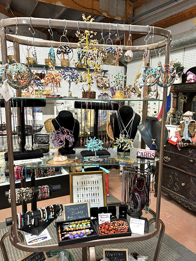 Nature-inspired jewelry dangles like crystallized dreams, each handcrafted piece transforming ordinary outfits into statements of mountain magic.