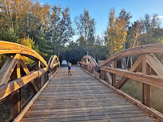 Wooden bridges connecting more than just land &ndash; they're pathways to childhood wonder. Every crossing feels like entering a storybook.