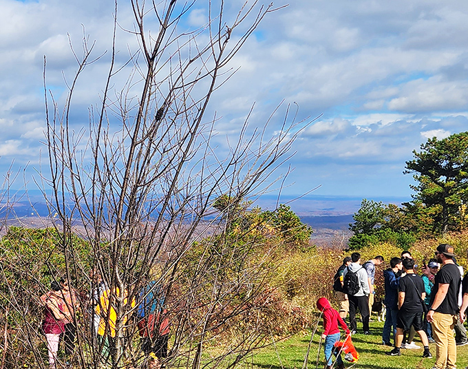Fellow explorers discovering what you already know: some views are worth sharing, even if it means sharing the trail too.