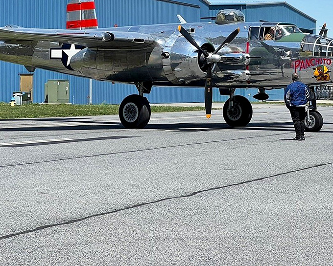 The legendary Panchito in all its gleaming glory. When this beauty roars down the runway, even car enthusiasts turn their heads.