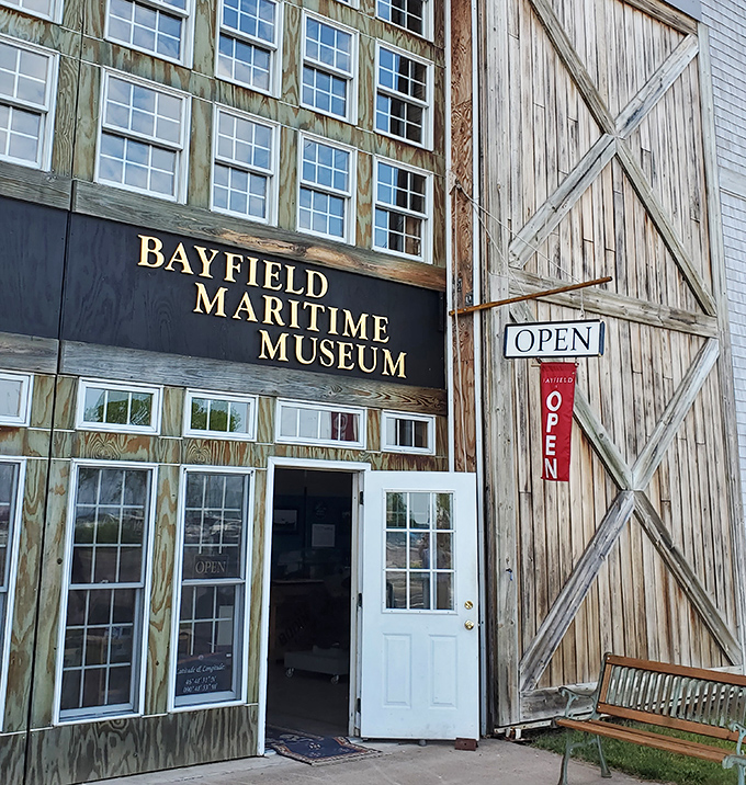 The Maritime Museum's weathered wooden exterior tells stories of Great Lakes adventures before you even step through the door.