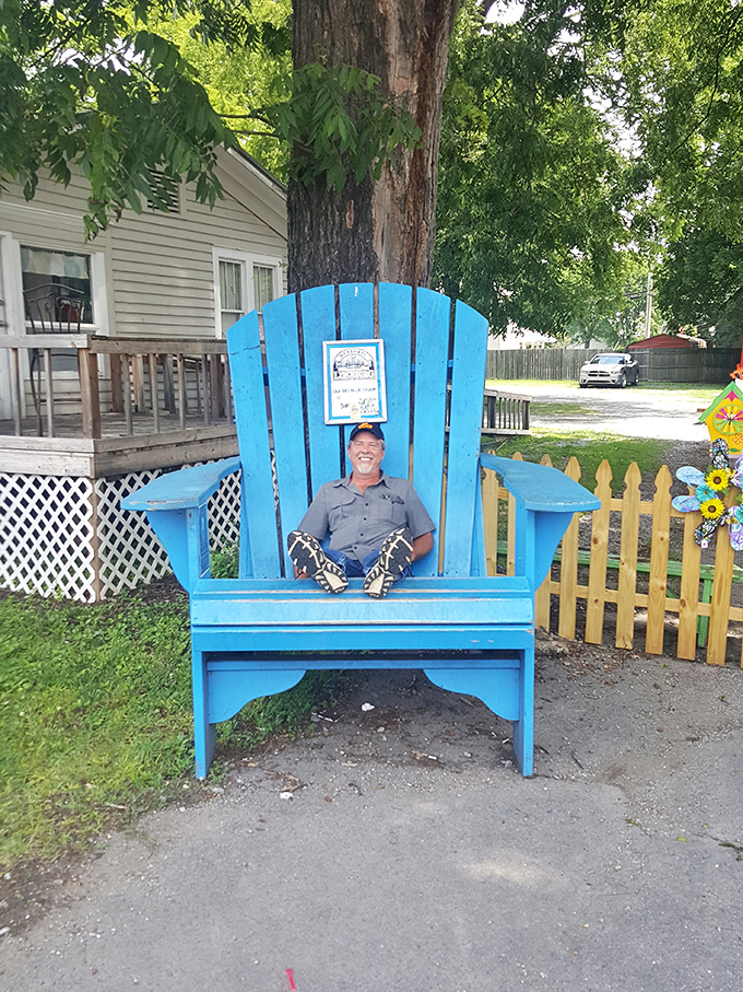 The oversized blue chair isn't just a photo op&mdash;it's Lynchburg's way of saying "sit a spell" on a scale that matches Southern hospitality.