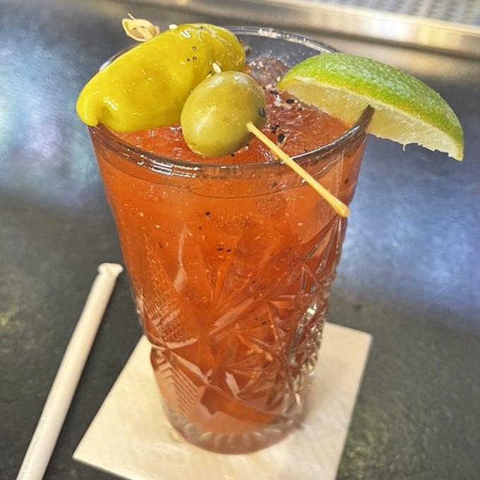Their Bloody Mary doesn't just come with a garnish – it arrives with an entire appetizer balanced on top. Sunday brunch in a single glass!