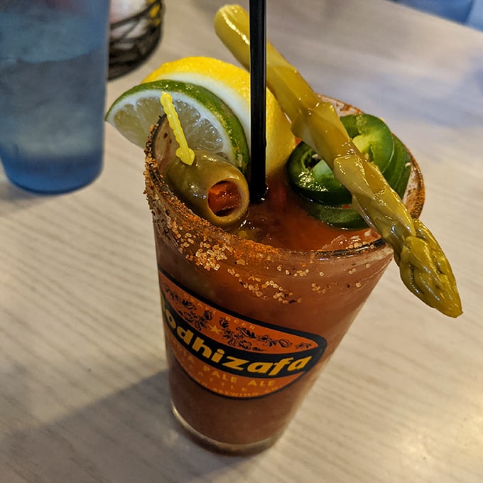 Their Bloody Mary isn't just a drink&mdash;it's a spicy, garnish-laden meal in a glass.