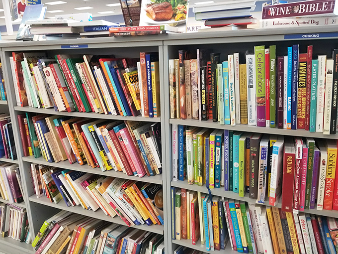 The cookbook section: where Julia Child meets Betty Crocker meets that obscure vegetarian cookbook from 1973 you didn't know you needed.