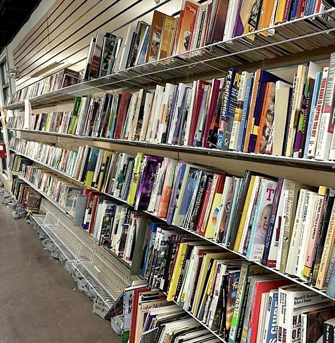 Books stacked like literary skyscrapers&mdash;each spine a doorway to worlds that cost less than a fancy coffee but deliver hours more satisfaction.