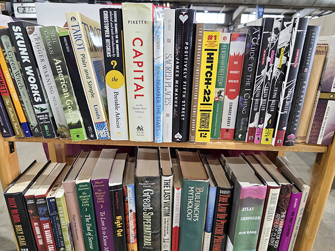 The book section&mdash;where literary treasures and forgotten bestsellers mingle like guests at an intellectual cocktail party.