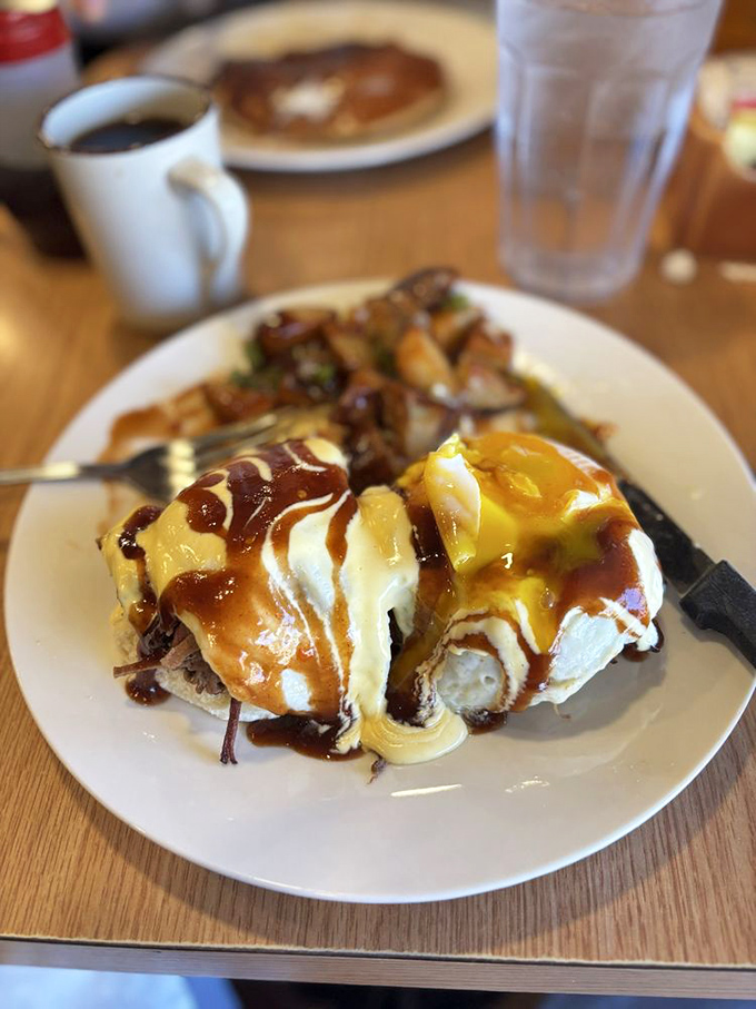 Eggs Benedict gets a smoky makeover that would make breakfast purists weep tears of joy.