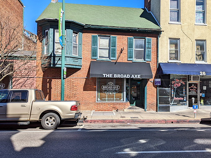 The Broad Axe adds character to Hagerstown's streetscape, where local businesses thrive in buildings that tell stories of the town's rich history.
