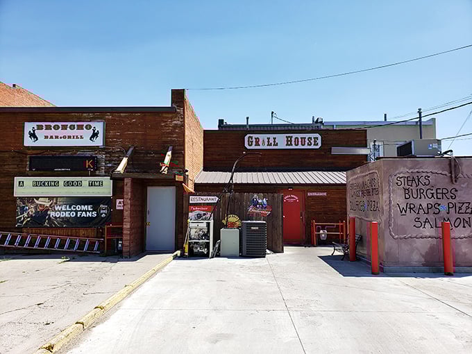 Broncho Grill House doesn't waste time on pretense&mdash;it proudly announces "STEAKS" and "BURGERS" like a culinary straight-shooter in cowboy country.