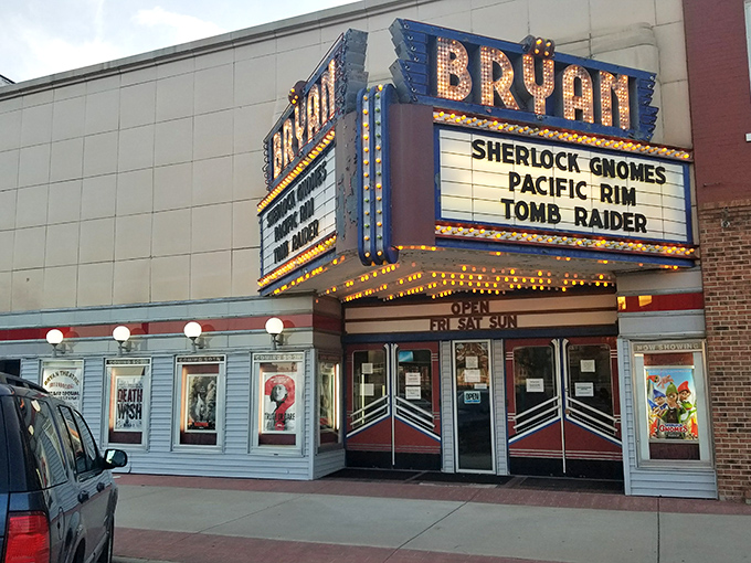 The Bryan Theater's vintage marquee still lights up Main Street like it's perpetually 1955 &ndash; in the best way.