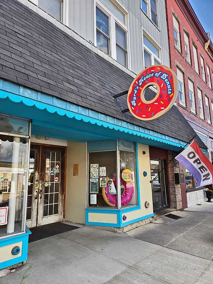 A donut shop with personality beats a chain bakery every time, especially when the signage is this committed.