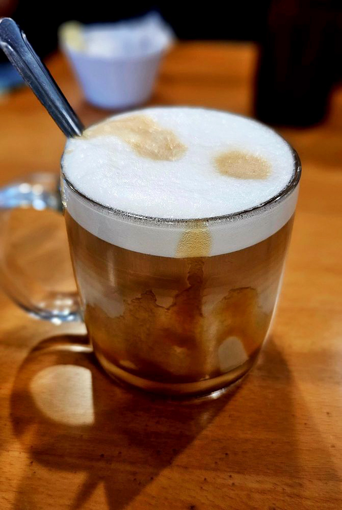 Coffee elevated to an experience &ndash; this caramel latte isn't just a caffeine delivery system, it's a warm hug in a glass mug.