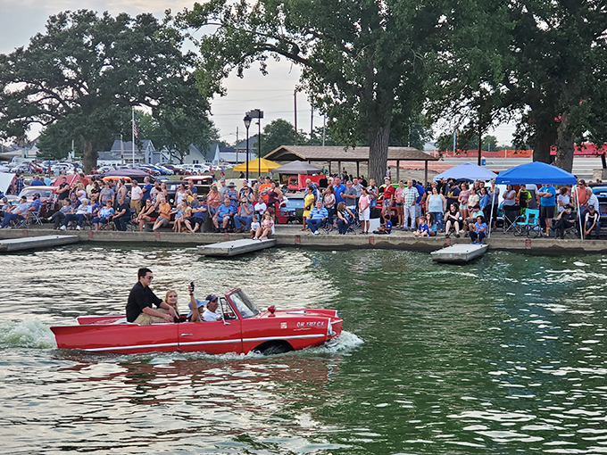 During the Lake Festival, vintage amphibious cars prove that in Celina, even automobiles refuse to choose between land and water.