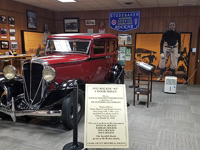 The Chase County Historical Society showcases a vintage Studebaker that once ruled these Kansas roads.