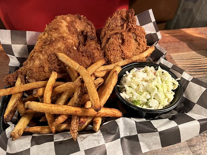 Golden fried chicken that's crispier than a perfect autumn day and twice as satisfying.