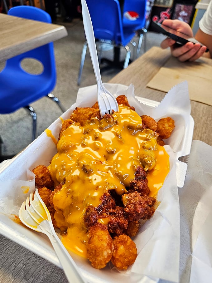 Tater tots wearing their Sunday best&mdash;dressed in chili and cheese for an occasion your taste buds won't soon forget.