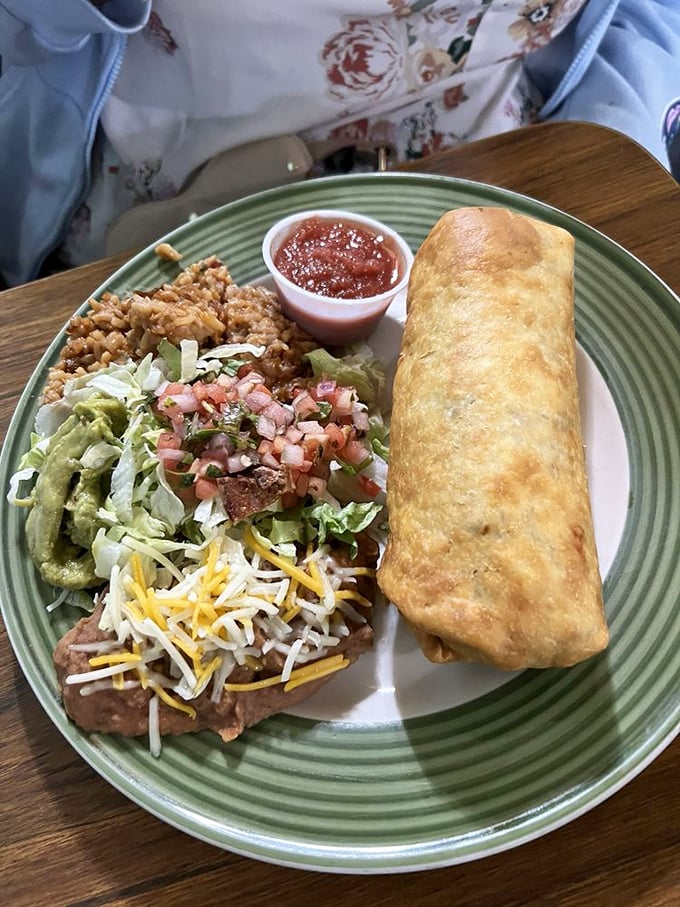 Crispy chimichanga with all the fixings proves Uncle Louie's doesn't limit itself to just classic diner fare. 